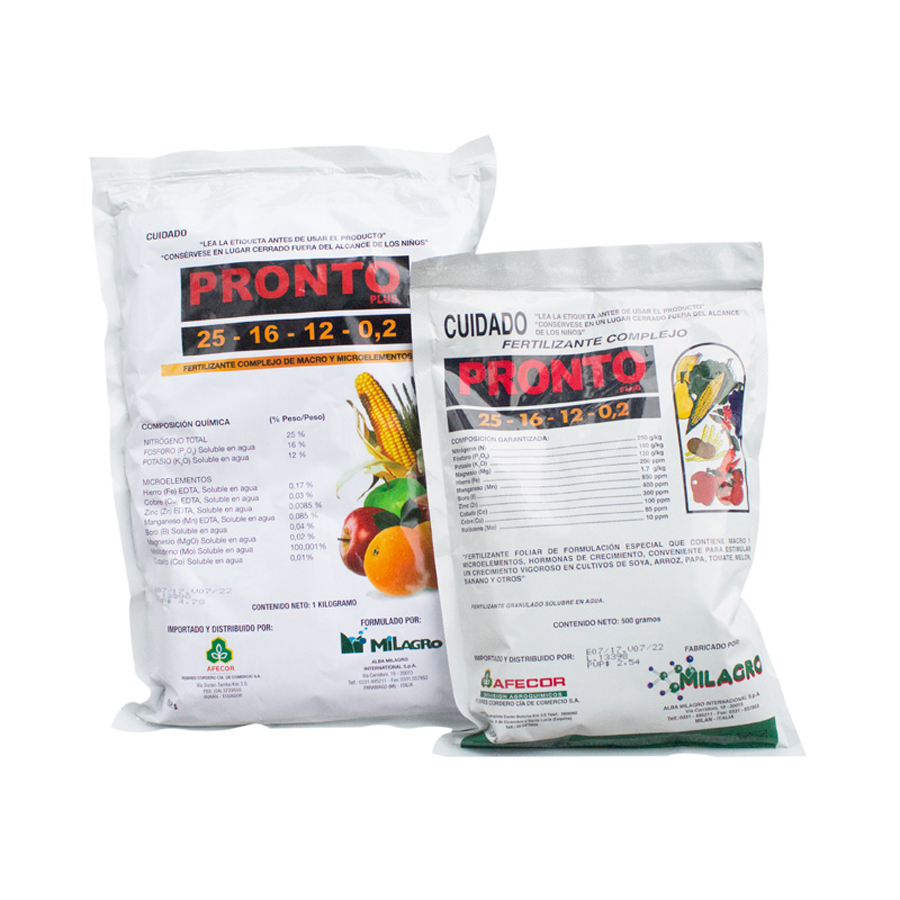PRONTO PLUS - Fertilizante foliar soluble para crecimiento vegetal